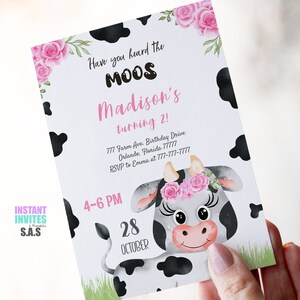 Cow Invitation, Cow Invites, Instant Download Cow Invitations, Cow703 ...