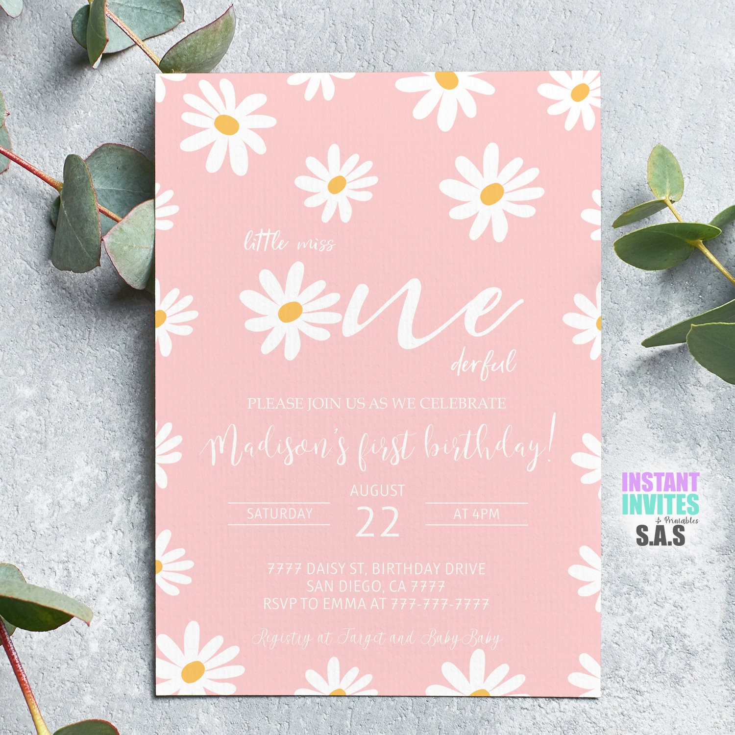 Daisy Invitations Daisy Invite Instant Download Daisy - Etsy