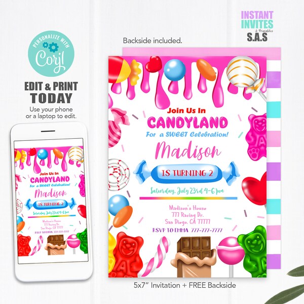 Candyland Invitation - Etsy