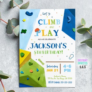 Rock Climbing Invitation, Rock Climbing Birthday Invites, Instant ...