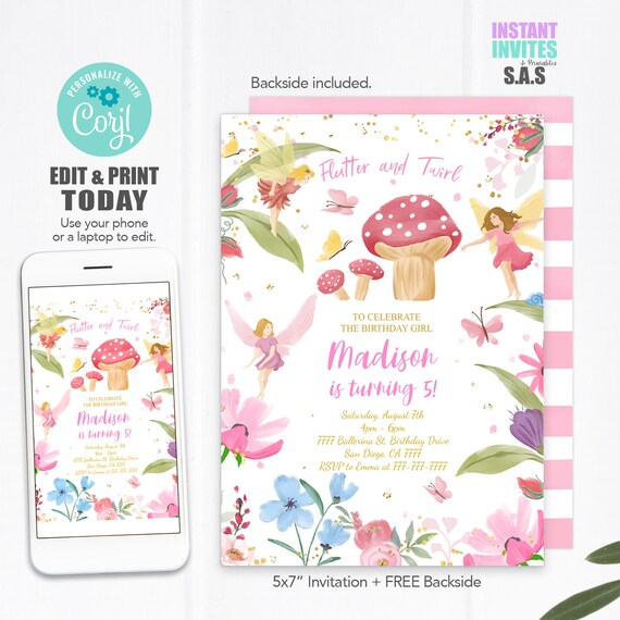 Fairy Invitation Fairy Invites Instant Download Fairy - Etsy