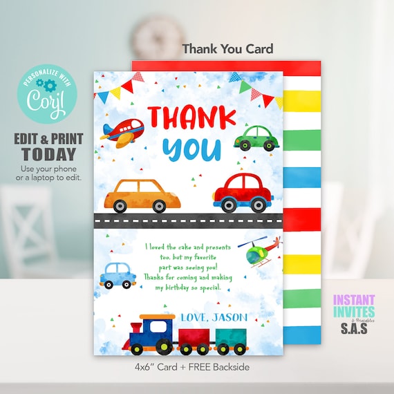 Transport Thank You Card Transport Cards Transportation - Etsy