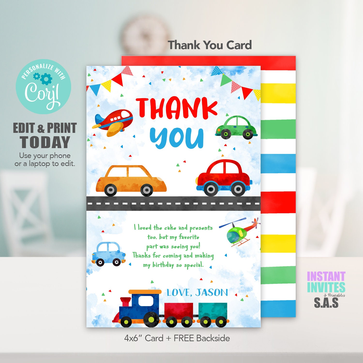 Transport Thank You Card Transport Cards Transportation - Etsy