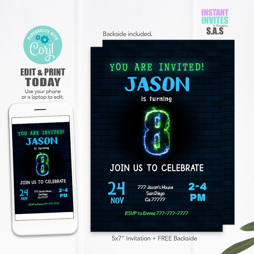 Boy Birthday Invitation, Boy Birthday Invites, Instant Download Boy ...