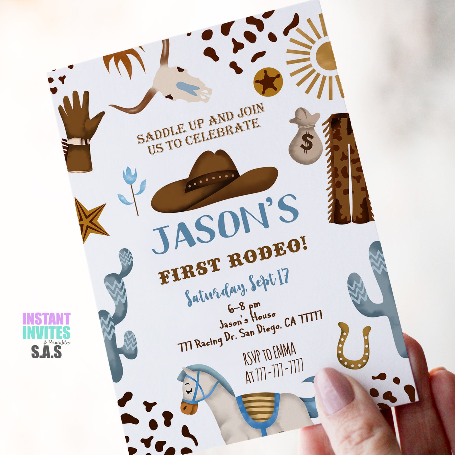Cowboy Invitation Cowboy Invites Instant Download Cowboy - Etsy