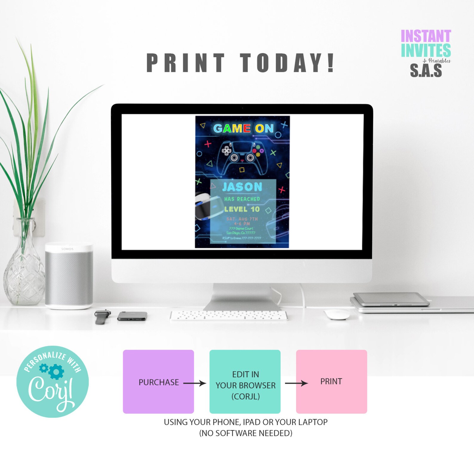 VR Invitation Virtual Reality Games Invites Instant Download - Etsy