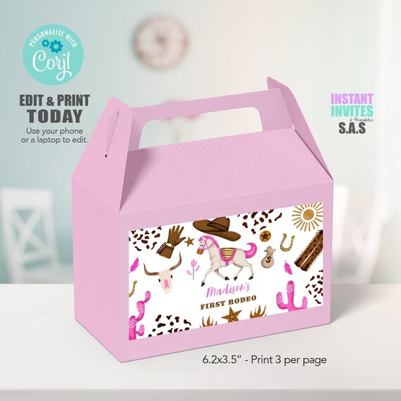 Cowgirl Gable Box Labels Cowgirl Gift Box Labels Cowgirl701 - Etsy