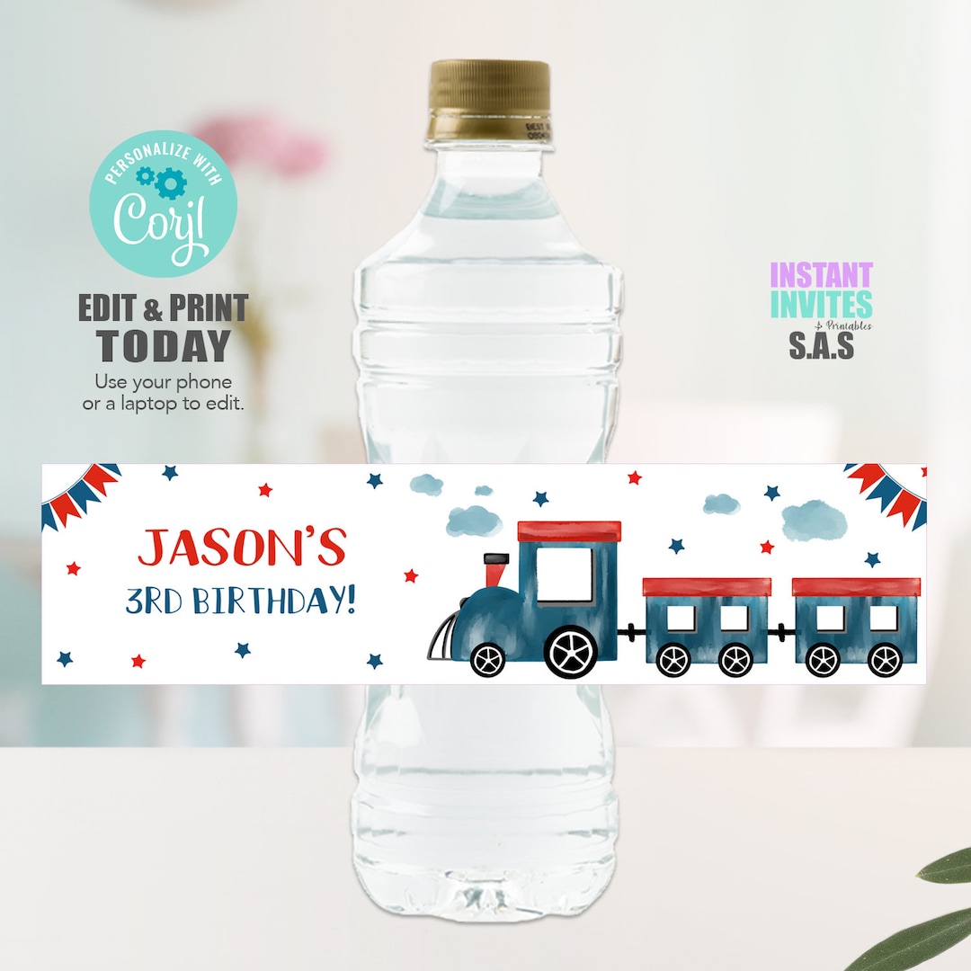 Train Water Labels, Train Party Labels, Train Water Bottle Labels ...