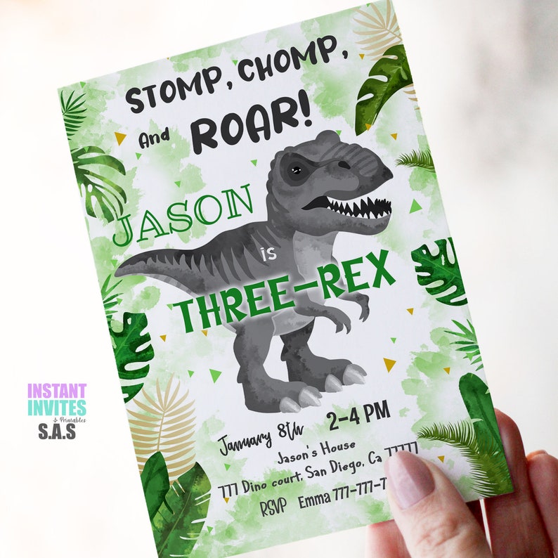 Dinosaur Invitation Dinosaur Invites T-rex Invitation - Etsy