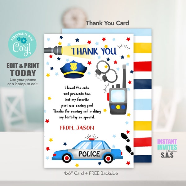 Police Thank You Cards - Etsy