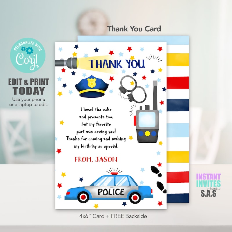 Police Thank You Cards - Etsy