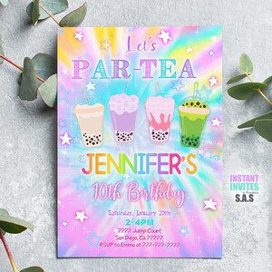 Bubble Tea Invitation, Boba Tea Invites, Instant Download Bubble Tea ...