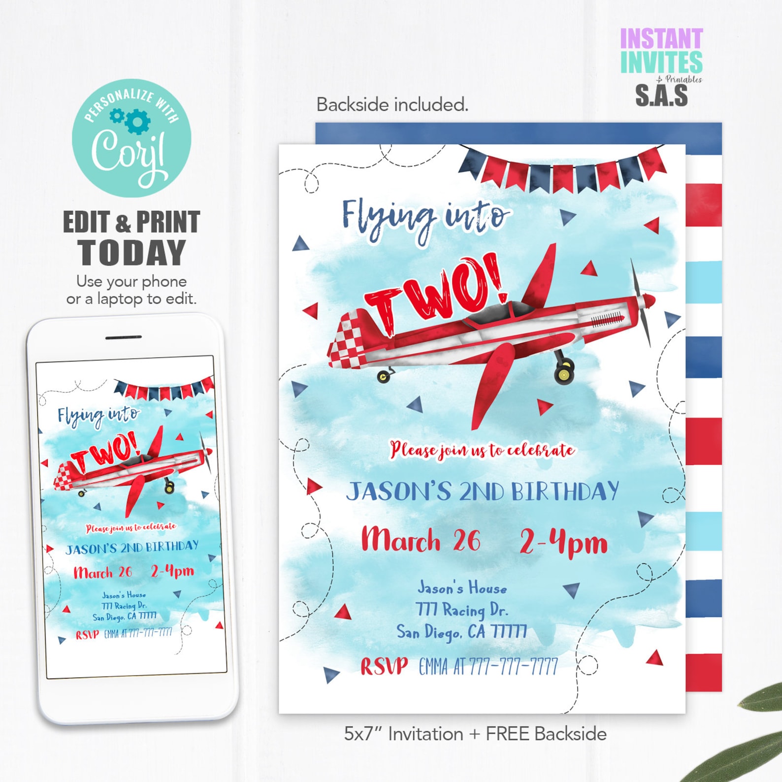 Airplane Invitation Airplane Invites Instant Download - Etsy