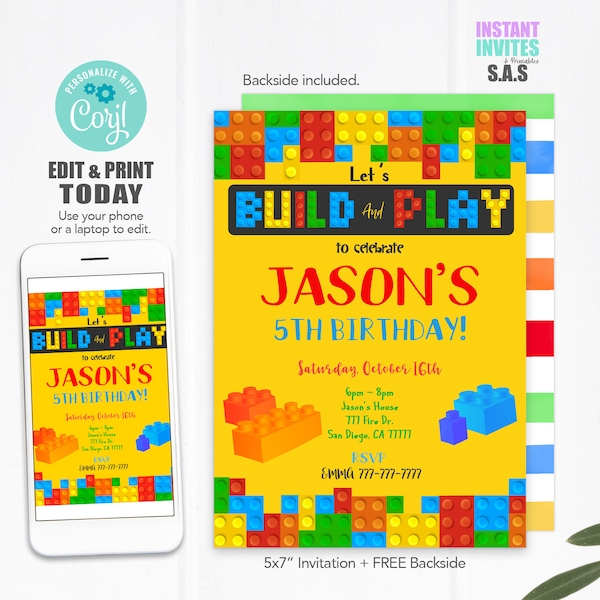 Building Blocks Invitations - Etsy