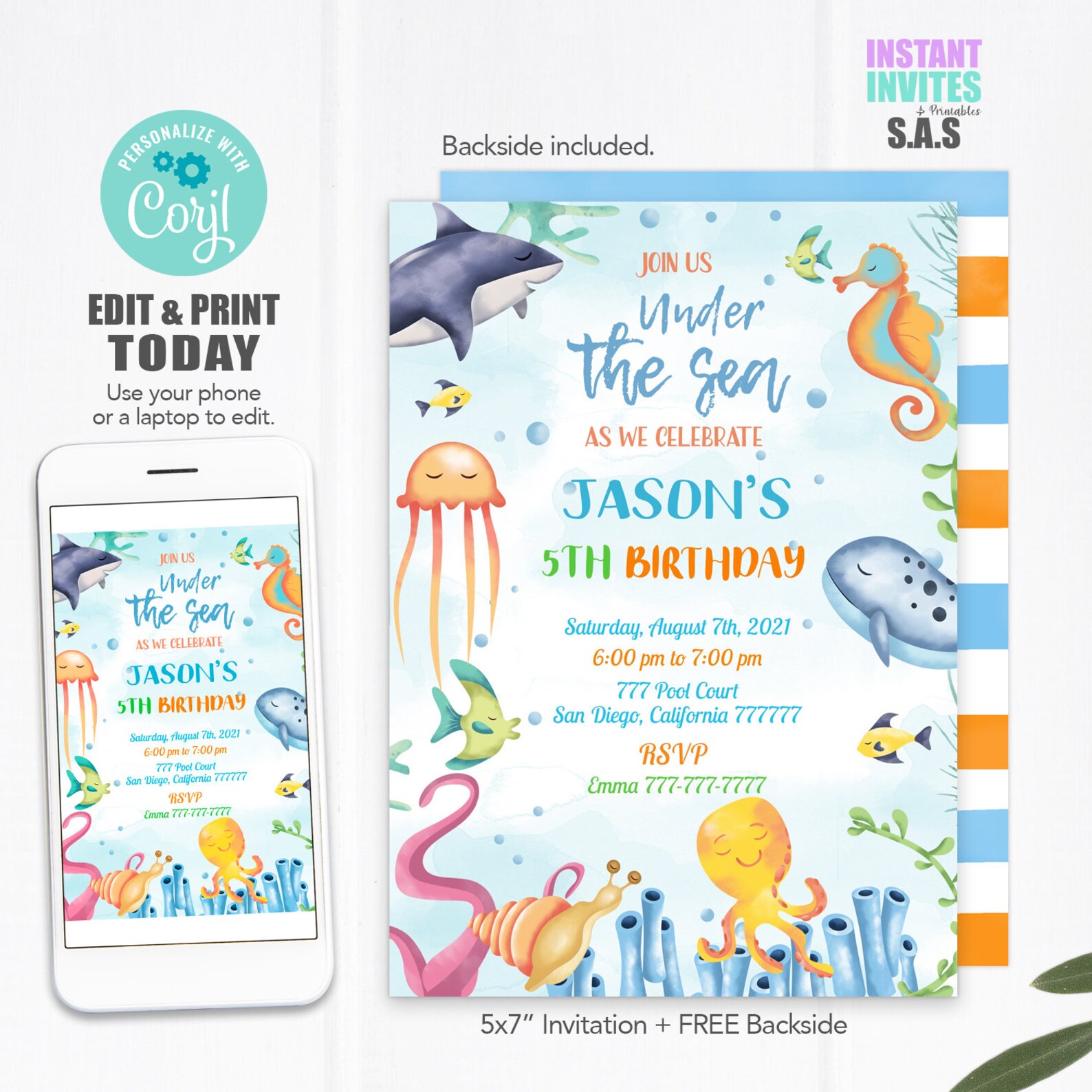 Under the Sea Invitation Under the Sea Invites Instant - Etsy