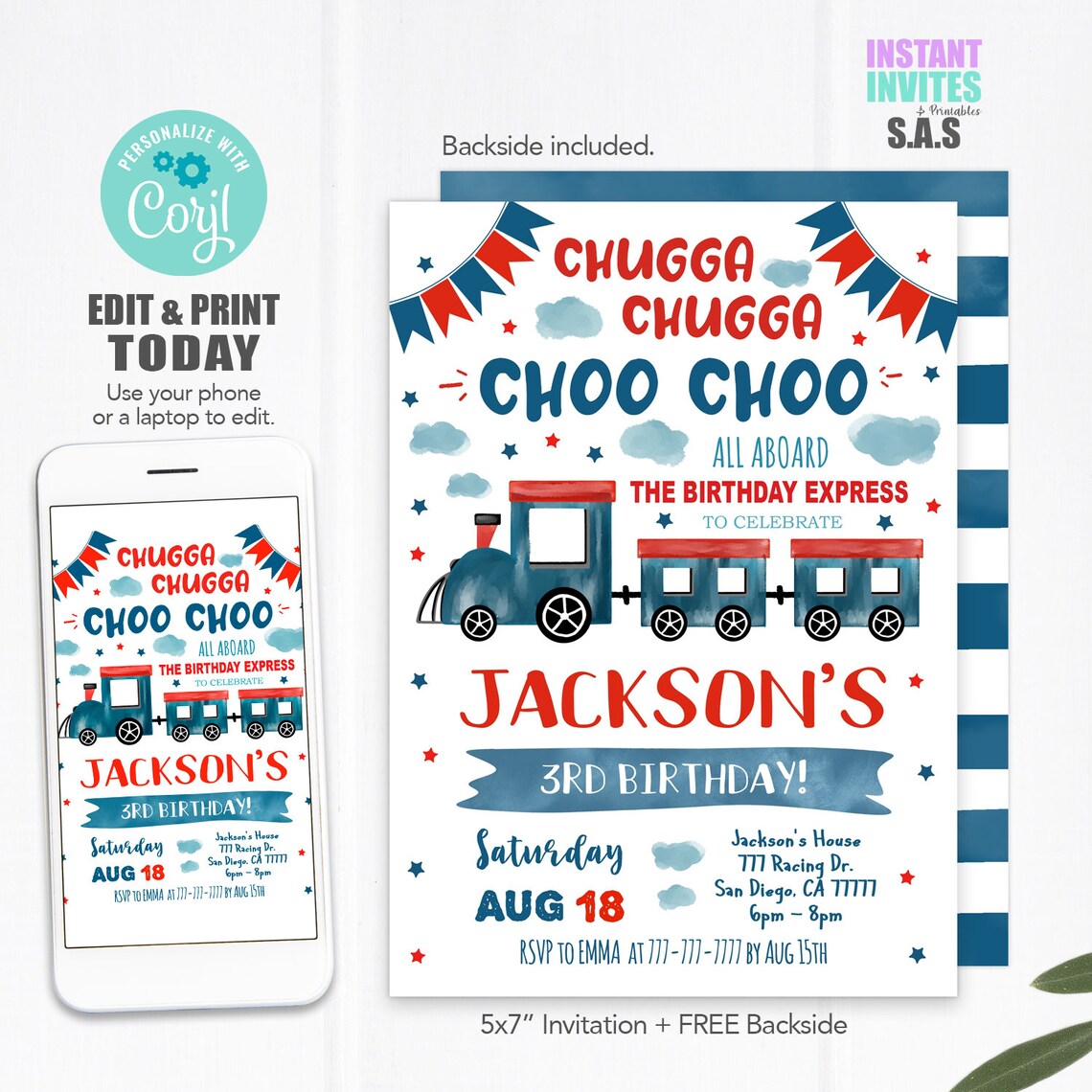 Train Invitation Train Invites Instant Download Train | Etsy