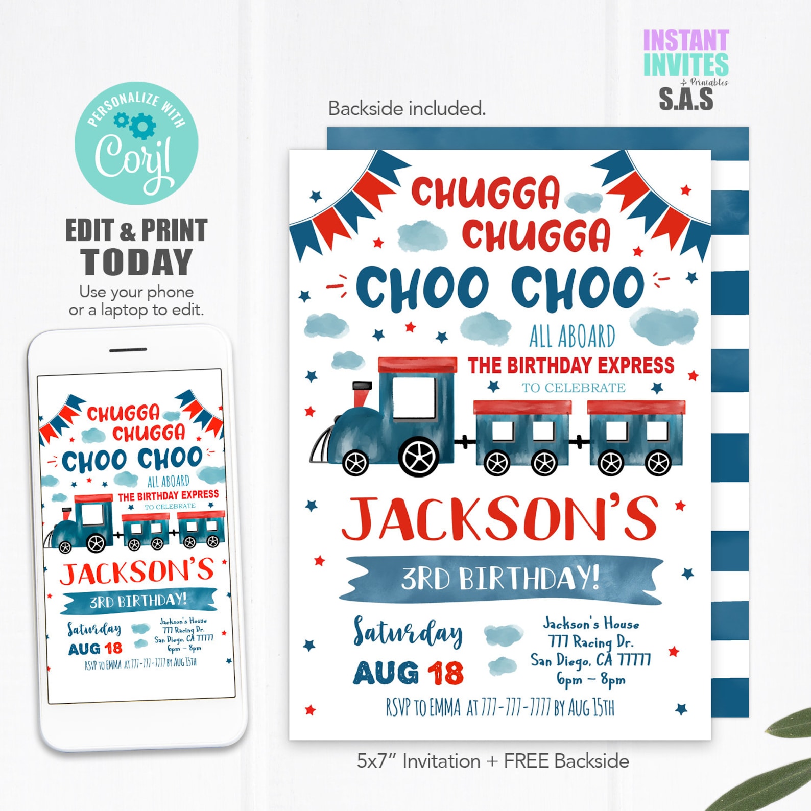 Train Invitation Train Invites Instant Download Train | Etsy