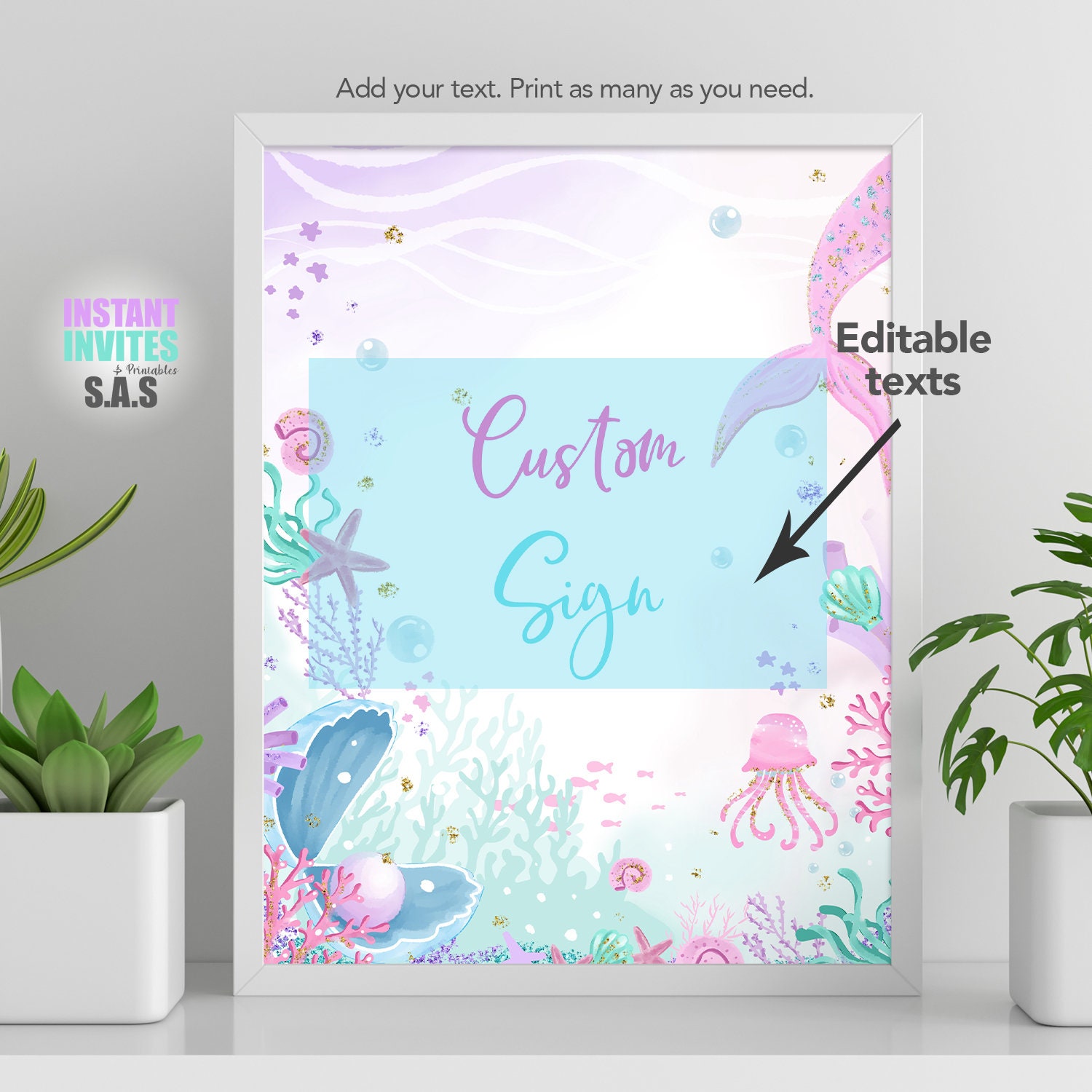 Editable Mermaid Sign Mermaid Custom Sign Mermaid716 - Etsy