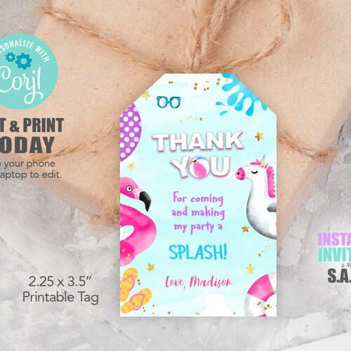 Pool Party Tags Pool Birthday Tags Pool Favor Tags Pool701 - Etsy