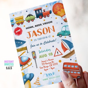 Transport Invitation, Transportation Birthday Invites, Instant Download ...