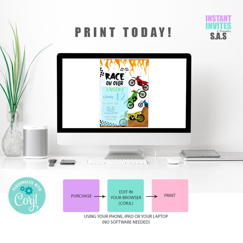 Bike Party Invitation Dirt Bike Invites Instant Download - Etsy