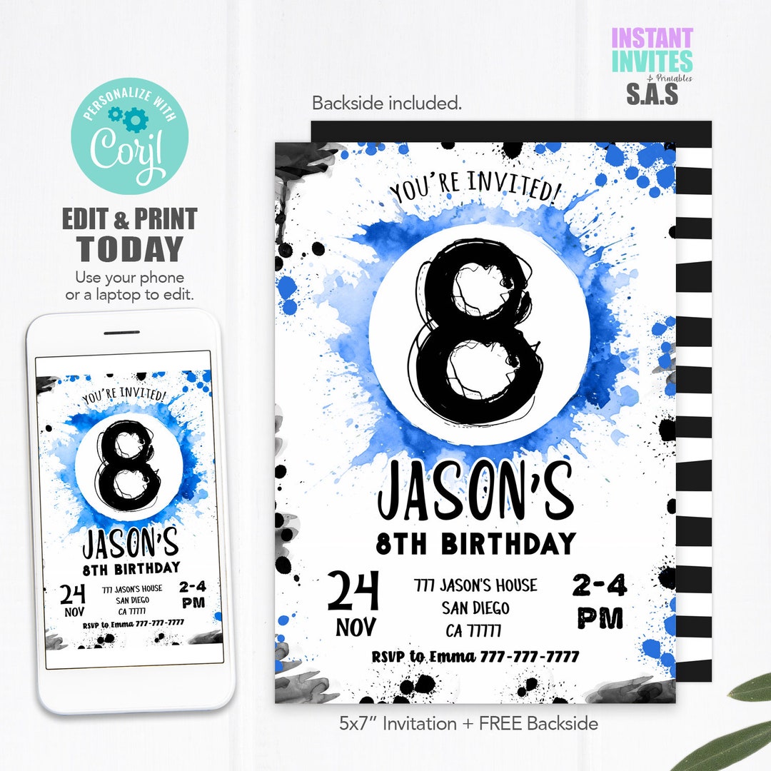 Boy Birthday Invitation, Boy Birthday Invites, Instant Download Boy ...