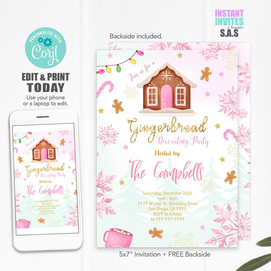 Gingerbread House Invitation, Gingerbread House Invites, Instant ...