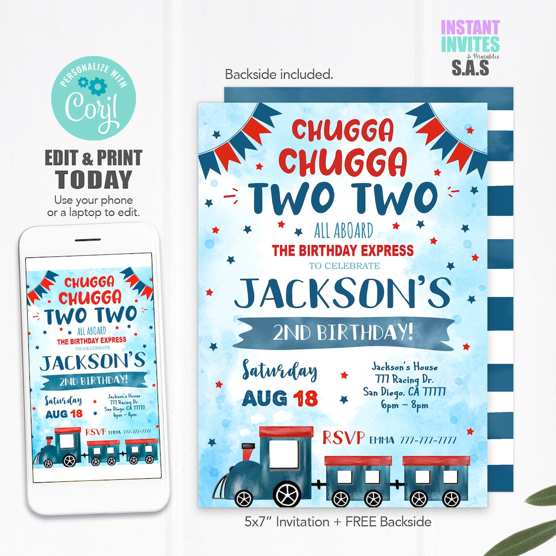 Train Invitation, Train Invites, Instant Download Train Invitations ...