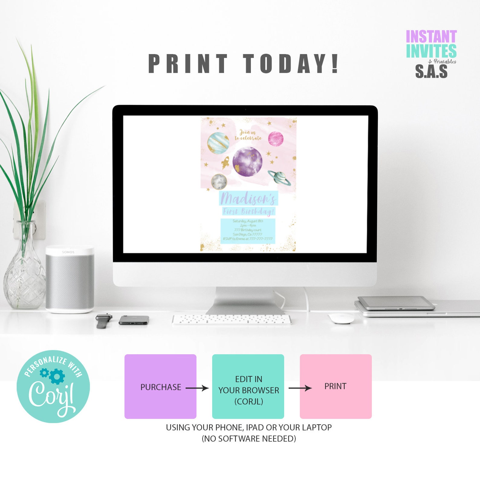 Outer Space Invitation Outer Space Invites Instant Download - Etsy