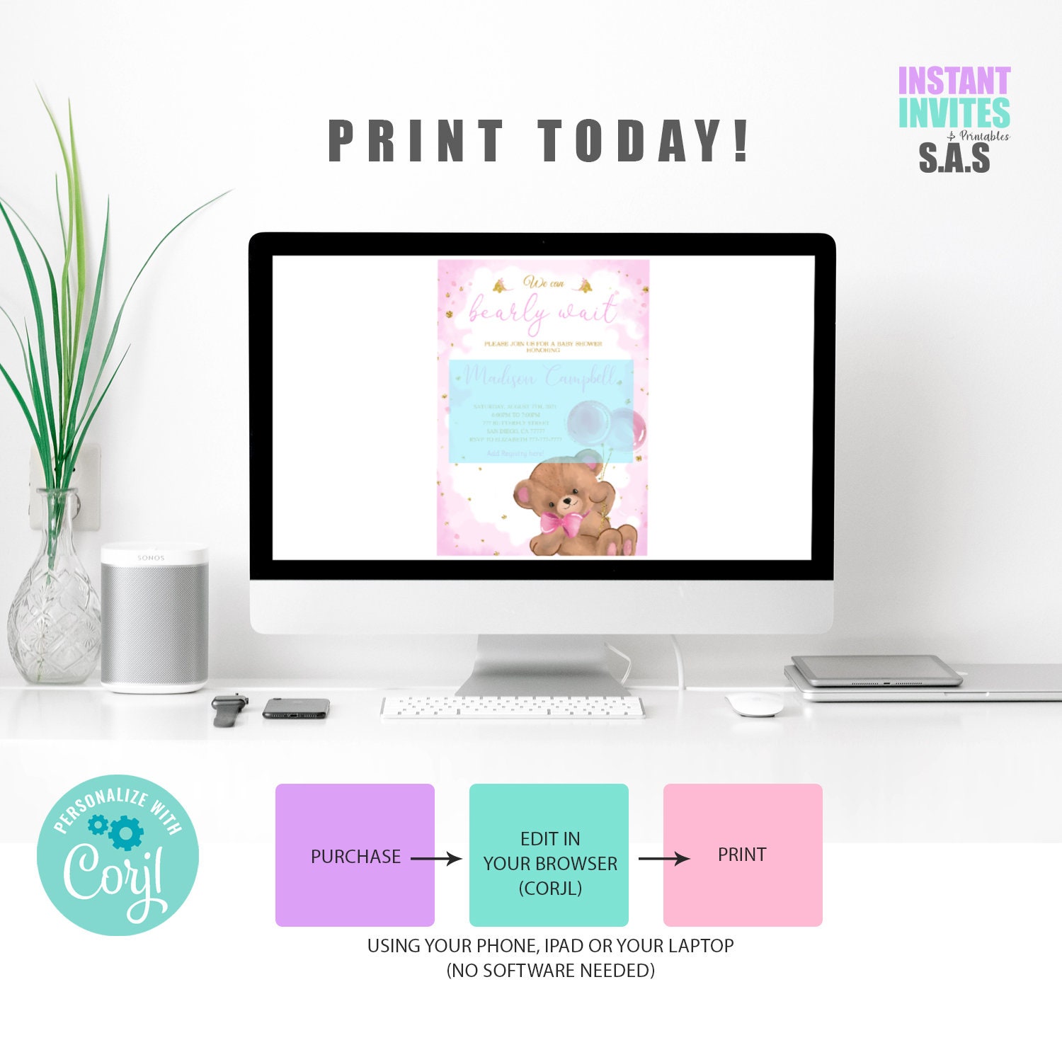 Teddy Bear Invitation Teddy Bear Invite Instant Download - Etsy