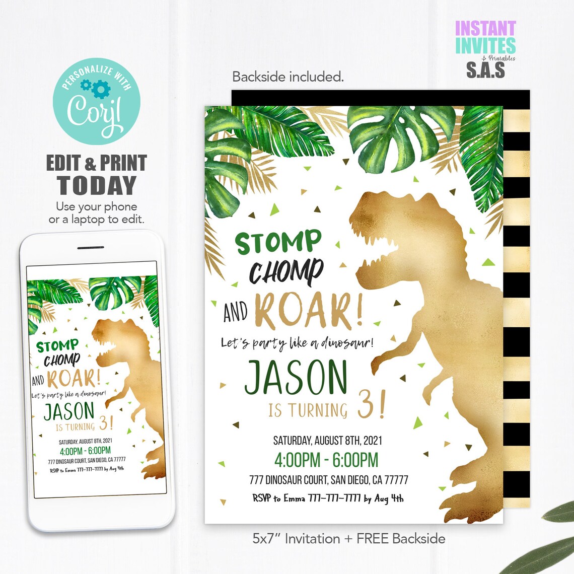 Dinosaur Invitation Dinosaur Invites Instant Download - Etsy