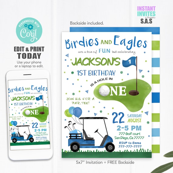 Golf Invitation Golf Invites Instant Download First Birthday | Etsy
