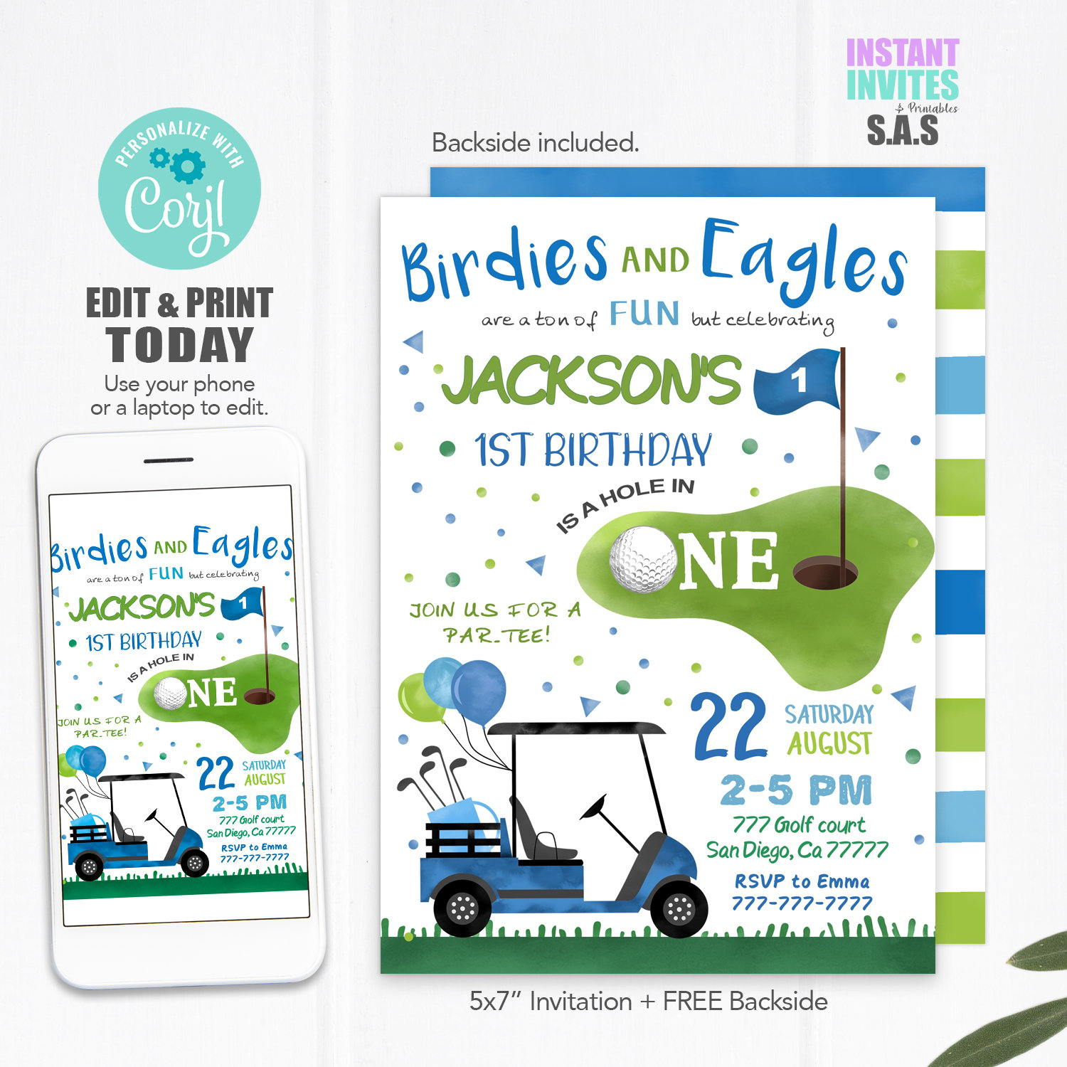 Golf Invitation Golf Invites Instant Download First Birthday | Etsy