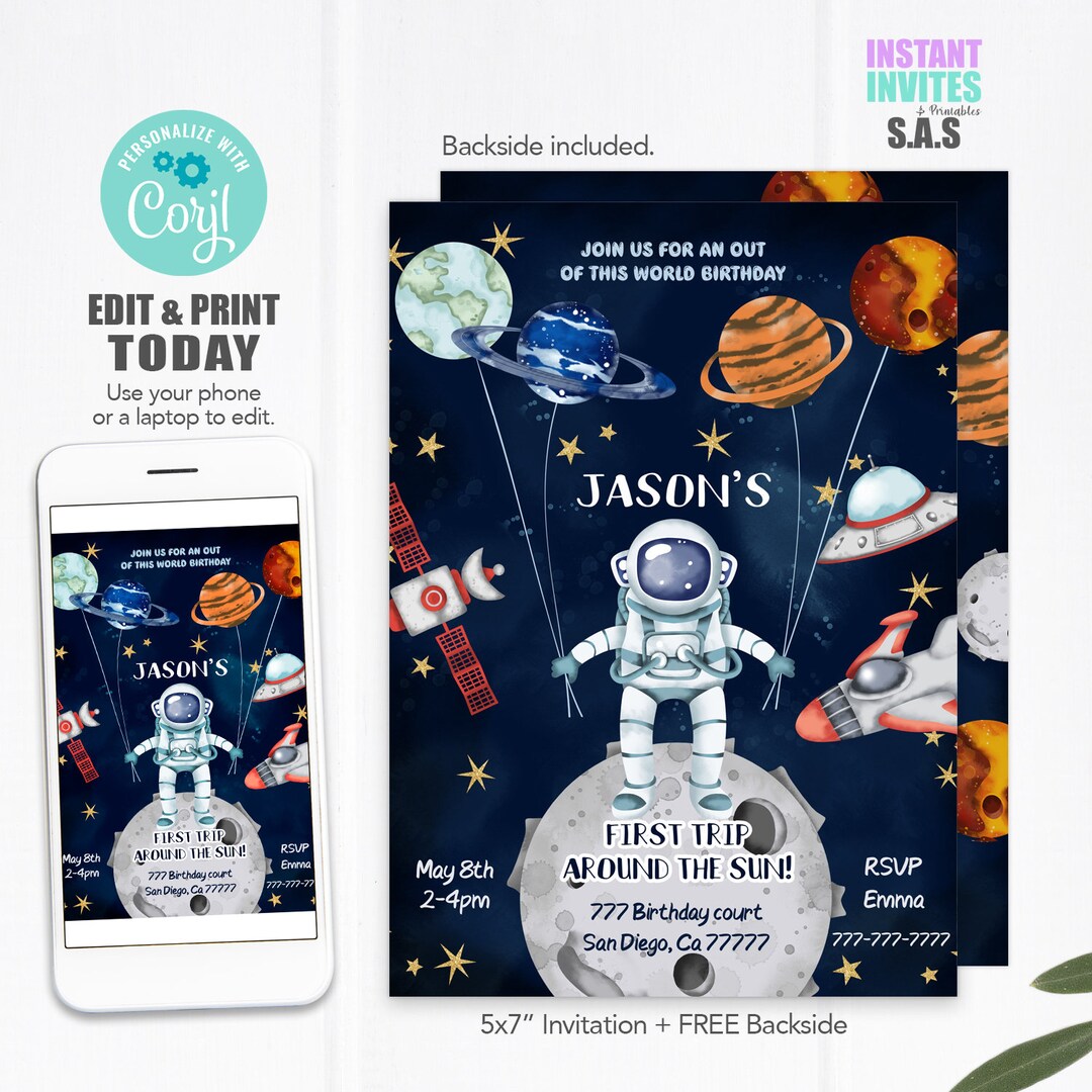 Outer Space Invitation, Outer Space Invites, Instant Download Outer ...