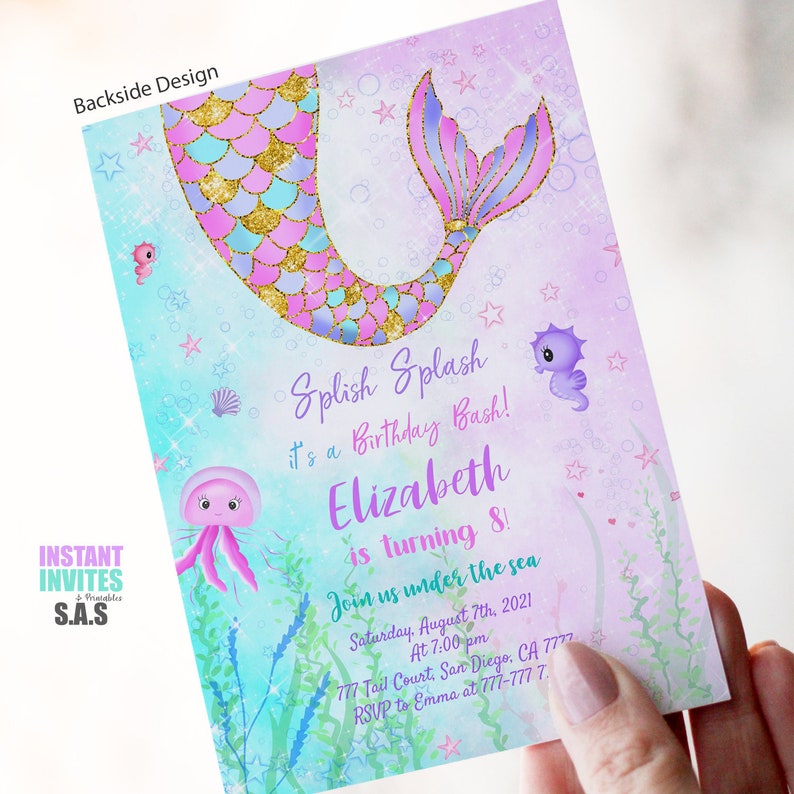 Mermaid Invitation Mermaid Invite Instant Download Mermaid - Etsy