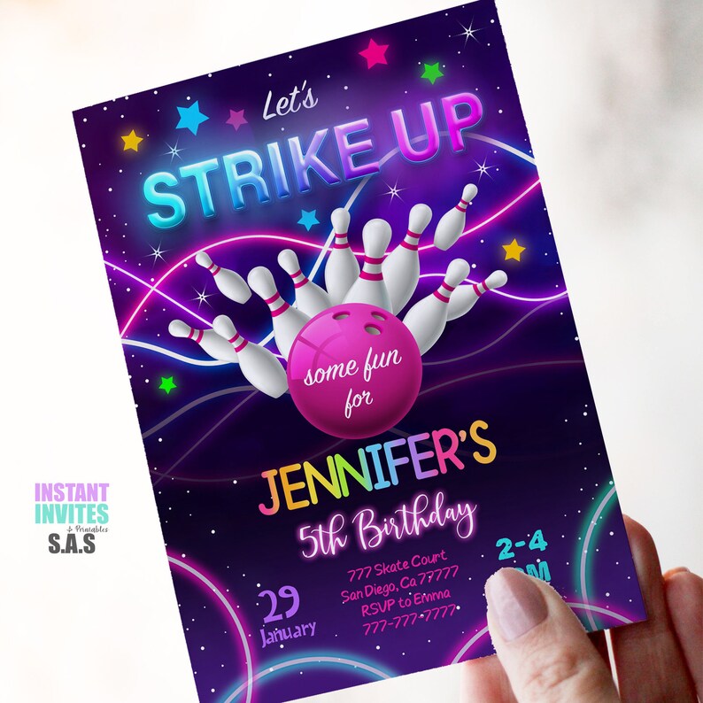 Bowling Invitation Bowling Invites Instant Download Bowling - Etsy