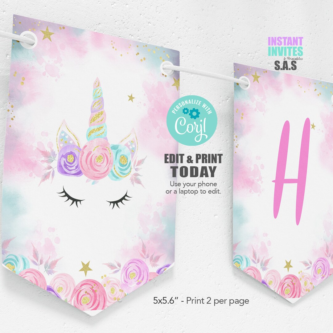 Unicorn Happy Birthday Banner, Unicorn Garland, Unicorn Banner ...
