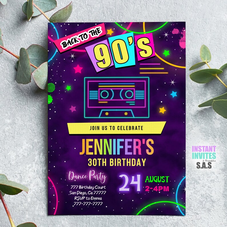 90s Invitation 90s Invites Instant Download 90s Invitations - Etsy