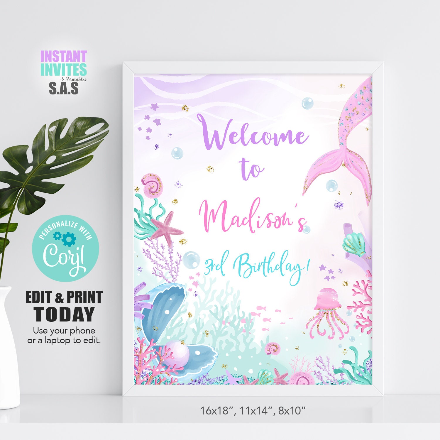 Mermaid Welcome Sign Mermaid Birthday Sign Mermaid716 - Etsy