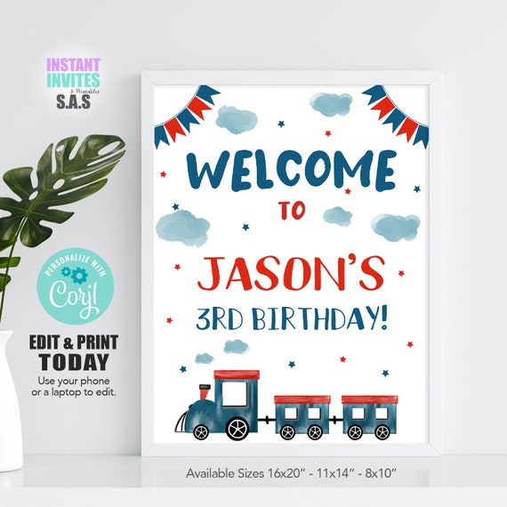 Train Welcome Sign Train Birthday Sign Train703 | Etsy