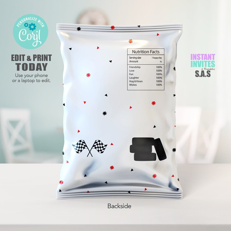 Racing Chip Bag Labels Two Fast Chip Bags Racing Chip Bag - Etsy