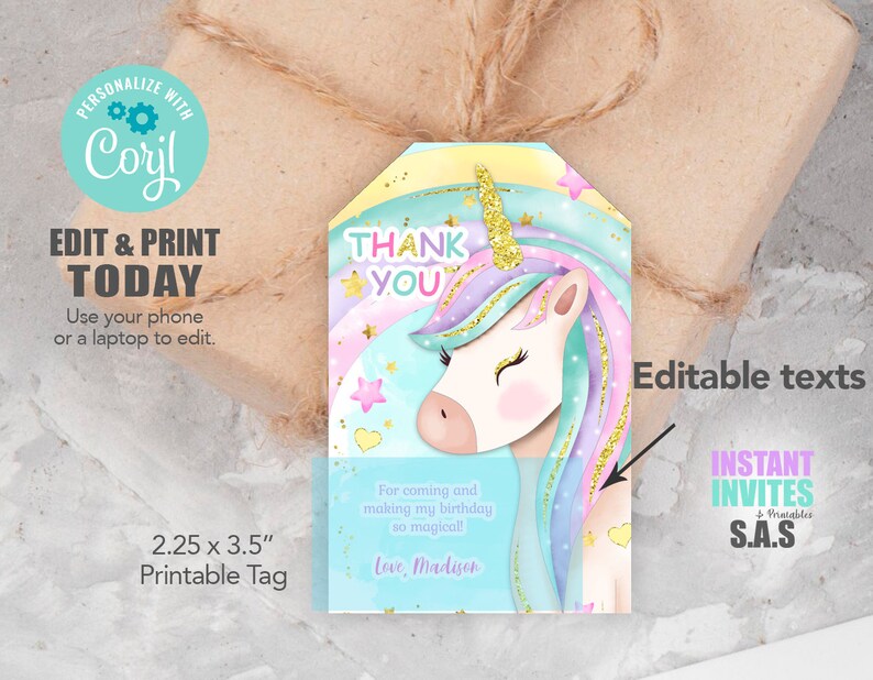 Unicorn Tags Unicorn Birthday Tags Unicorn Favor Tags - Etsy