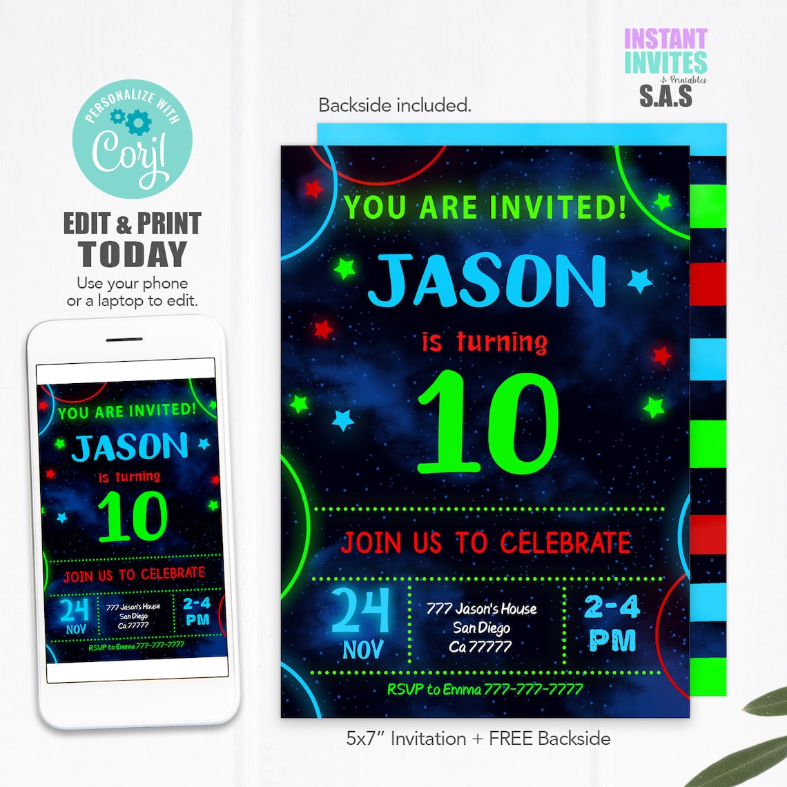 Boy Birthday Invitation Boy Birthday Invites Instant - Etsy