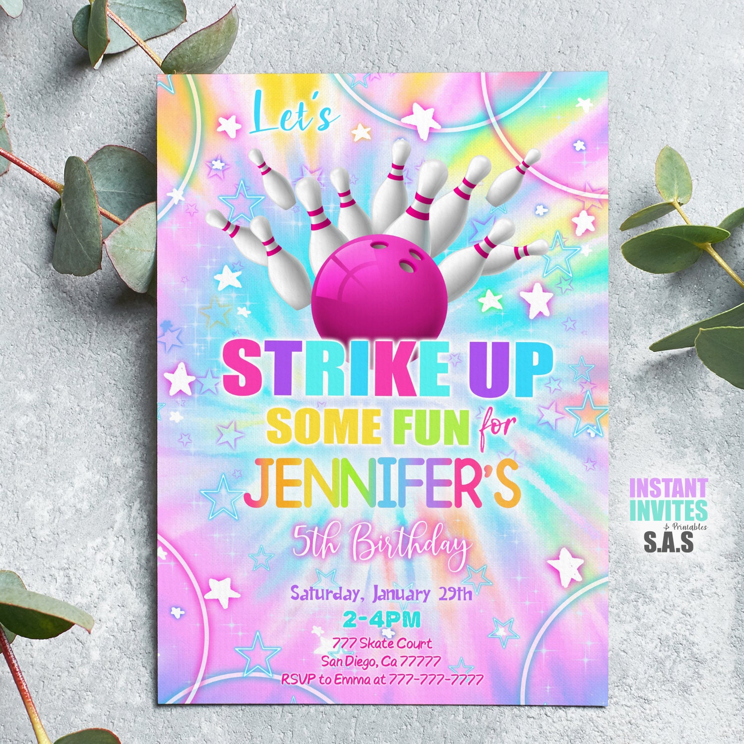 Bowling Invitation Bowling Invites Instant Download Bowling - Etsy