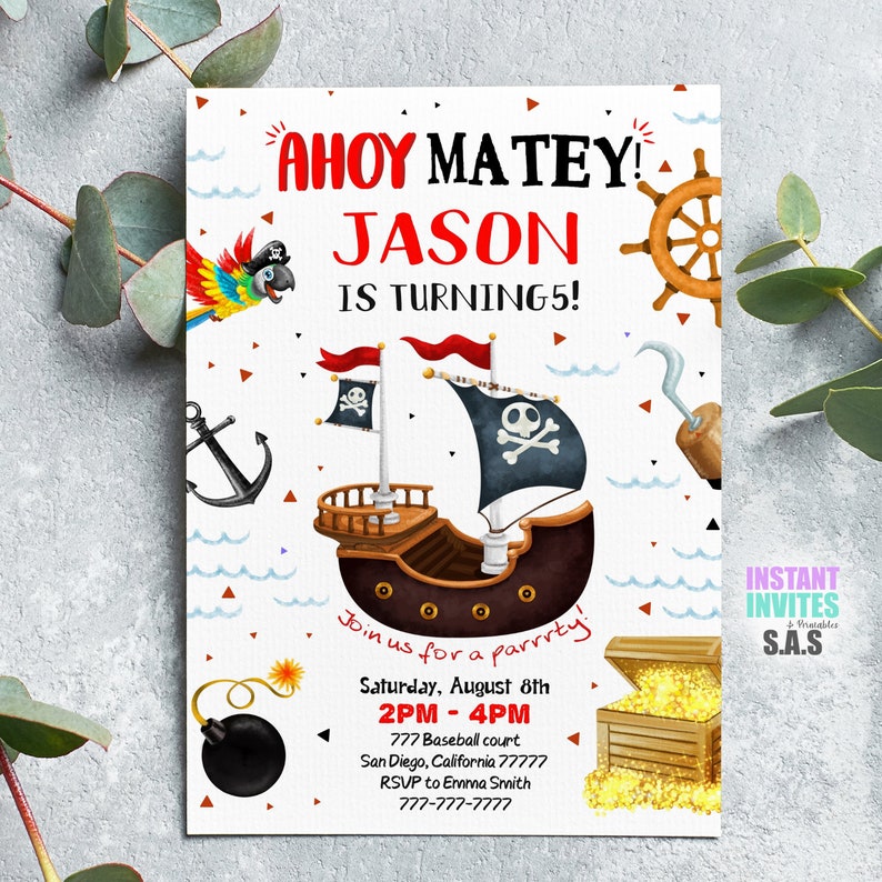 Pirates Invitation Pirates Invites Instant Download Pirate - Etsy