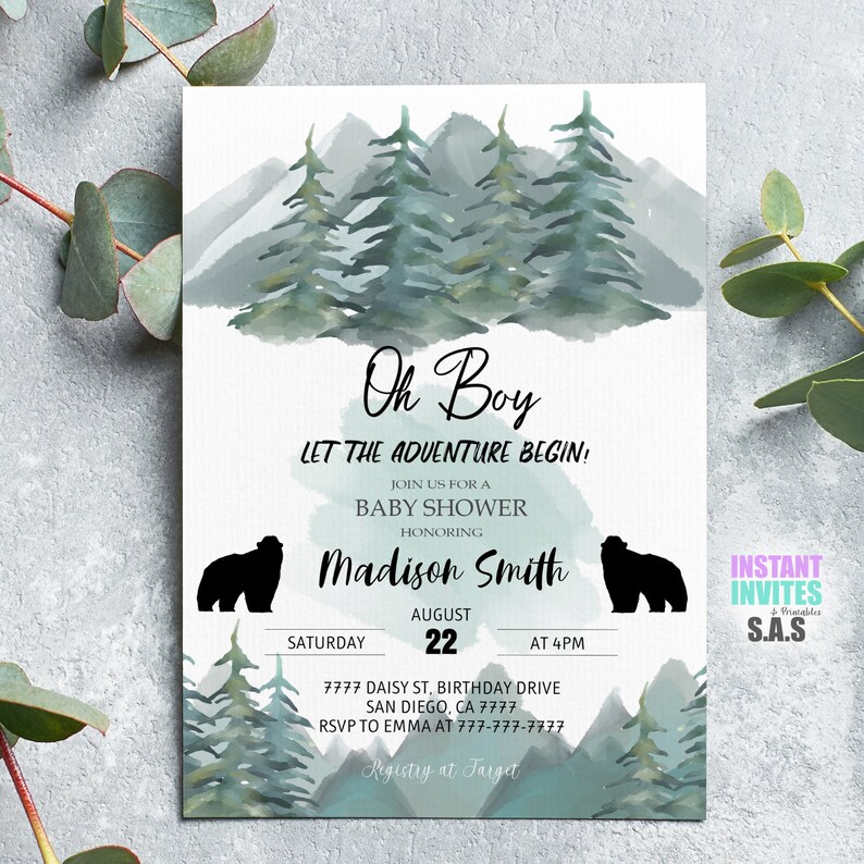 Adventure Invitation Adventure Baby Shower Invites Instant | Etsy