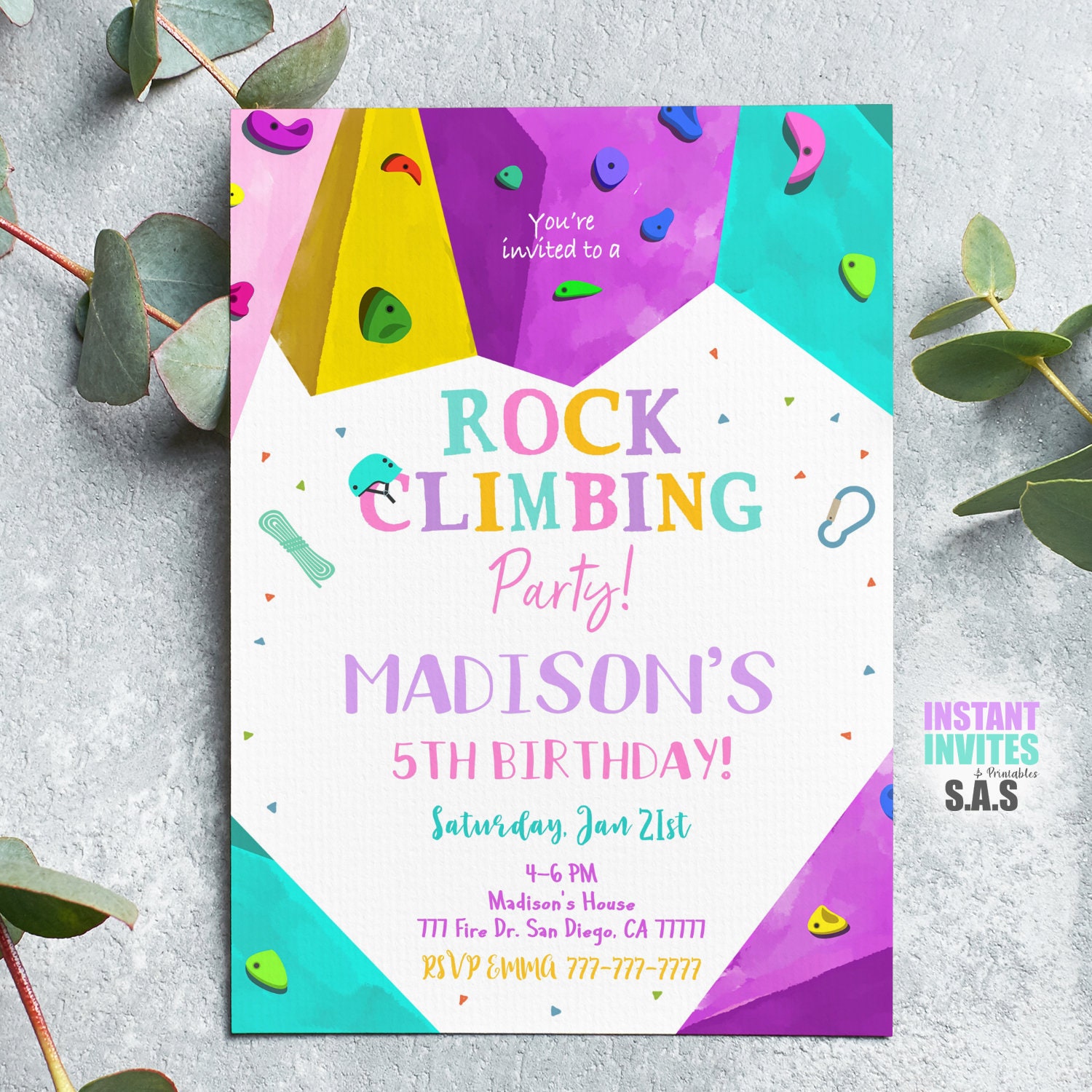 Rock Climbing Invitation Rock Climbing Birthday Invites - Etsy