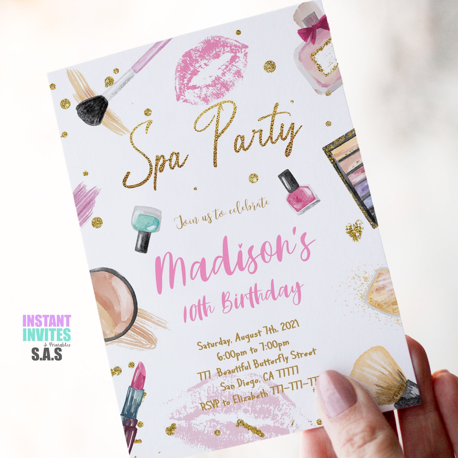 Spa Party Invitation Spa Birthday Invites Instant Download - Etsy