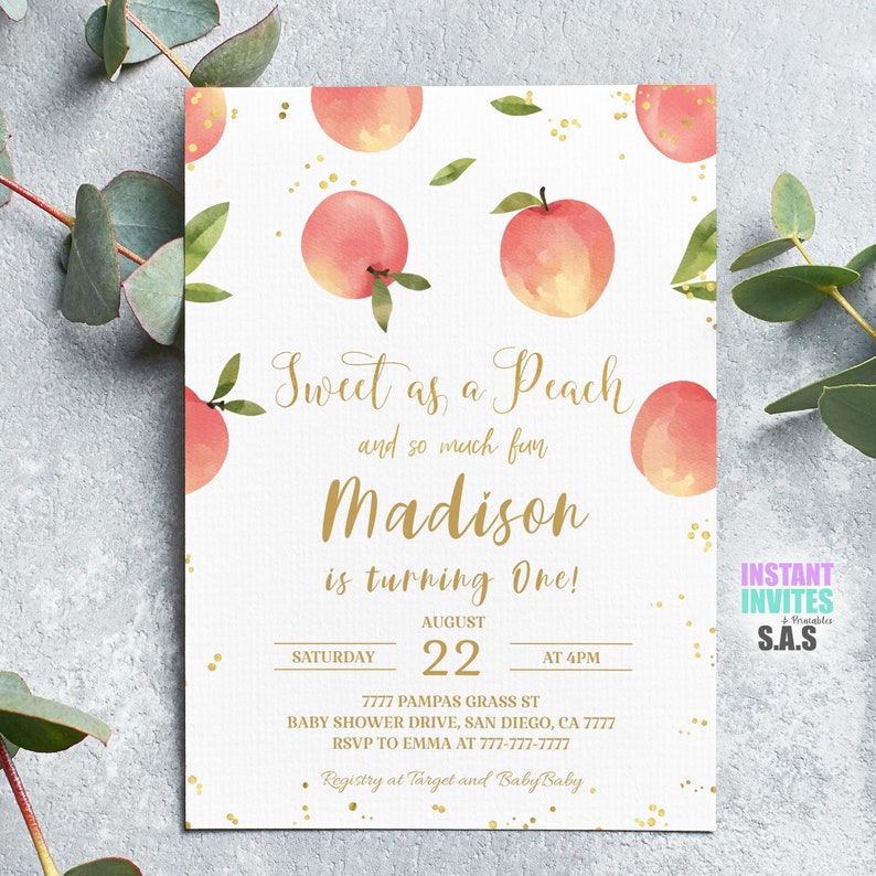 Peach Invitation Peach Invites Instant Download Peach | Etsy