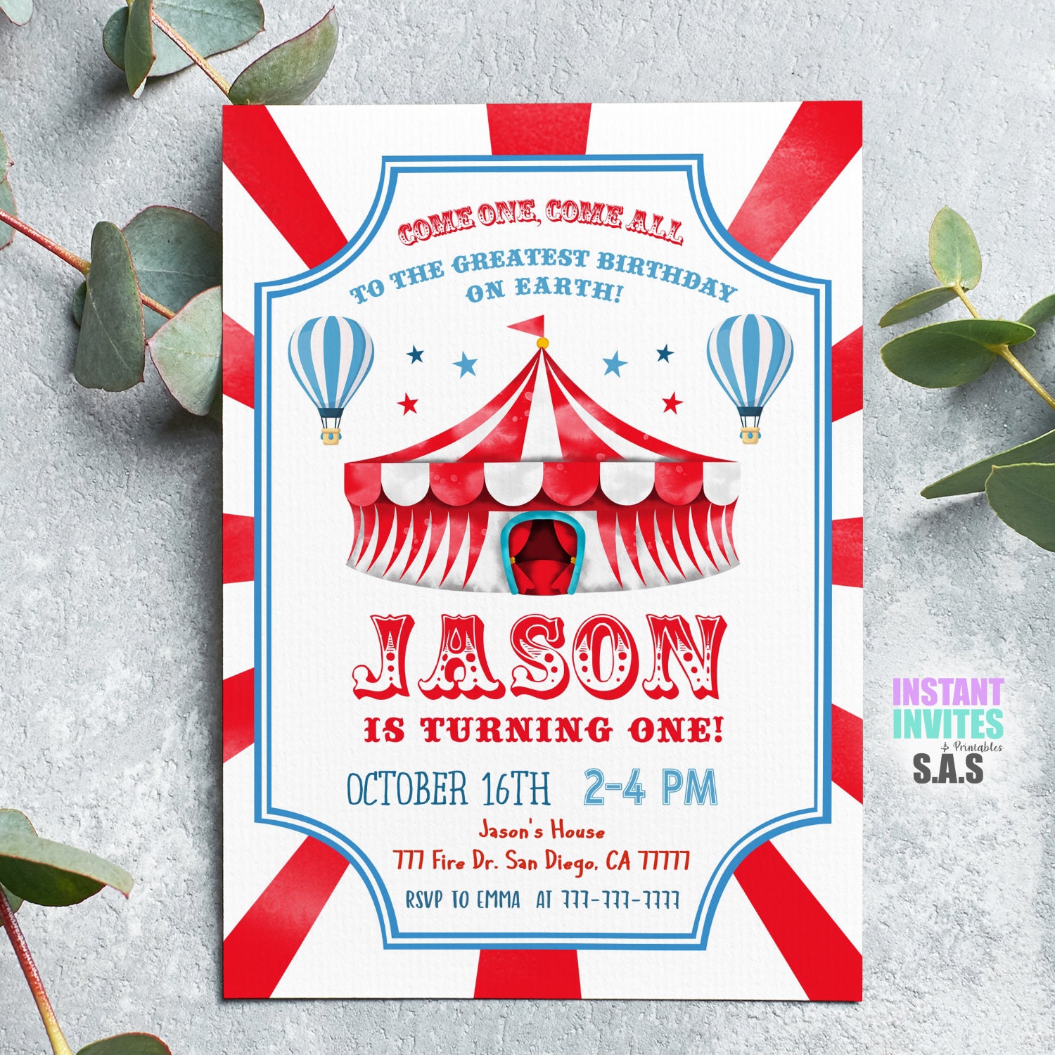 Circus Invitation Circus Invites Instant Download Circus - Etsy